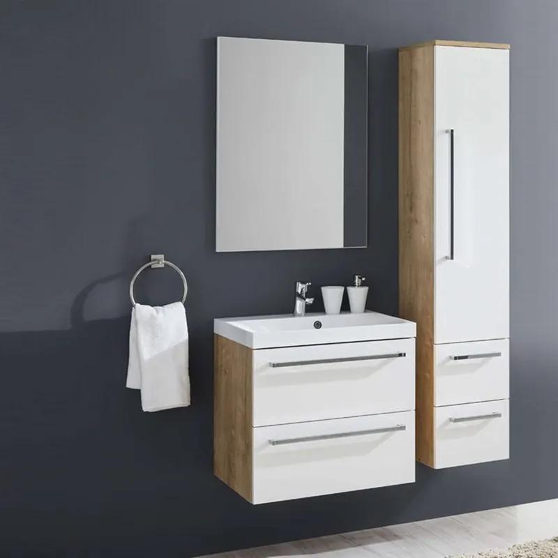 Mereo, Bino koupelnová skříňka horní, 63 cm, pravá , bílá, dub, CN666