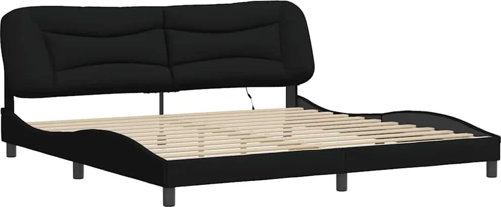 Rám postele s LED bez matrace Hvar černý 200x200 cm Látka 3213727