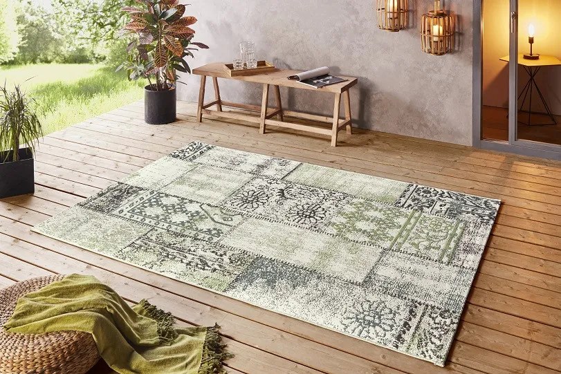 NORTHRUGS - Hanse Home koberce Kusový koberec Beach 103846 Green/Cream/Black – na ven i na doma - 160x230 cm