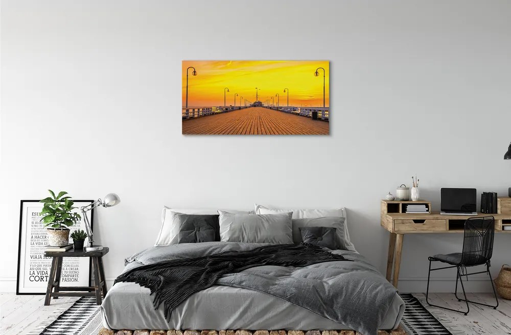 Obrazy na plátně Gdańsk Pier sea sunset 125x50 cm