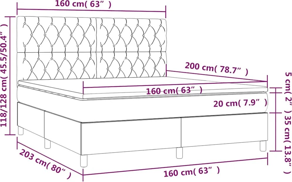 Box spring postel s matrací tmavě zelená 160x200 cm samet 3143214
