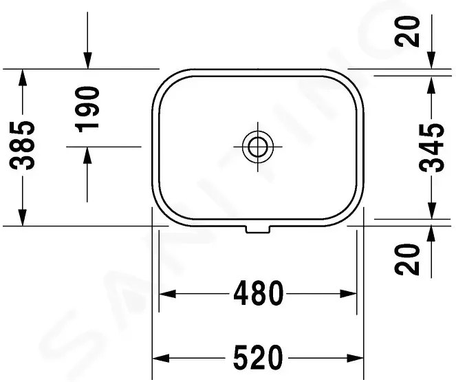 DURAVIT - Happy D.2 Umyvadlo zápustné 480x345 mm, bez otvoru pro baterii, alpská bílá (0457480000)