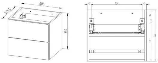 EBS Dana Skříňka pod desku 60,8 x 52,4 cm, antracitově šedá S_DANAS61A