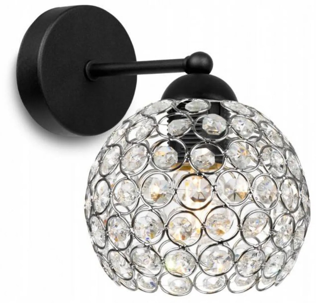 Light for home - Moderní dekorativní nástěnné světlo "CRYSTAL" 2221/C/K, E27, Černá