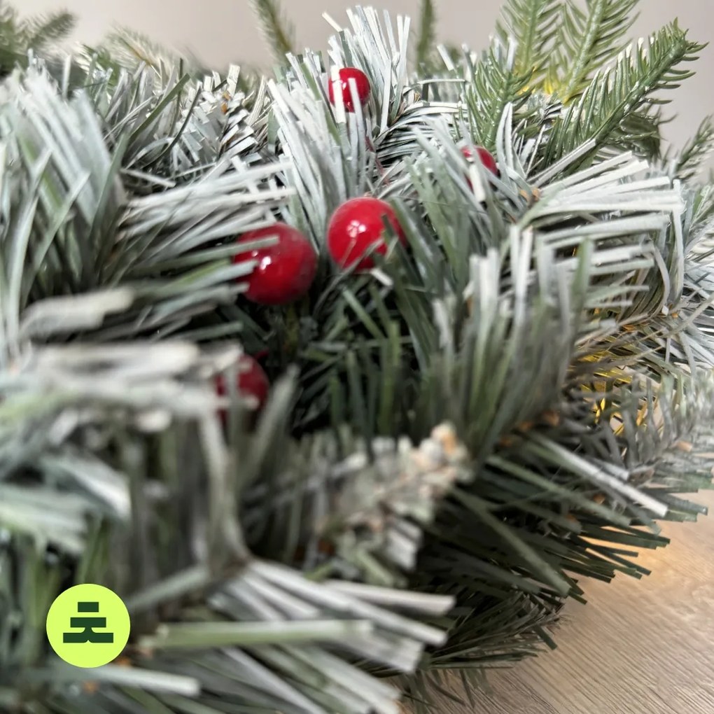 Vánoční Věnec Zasněžený Zdobený 50 LED