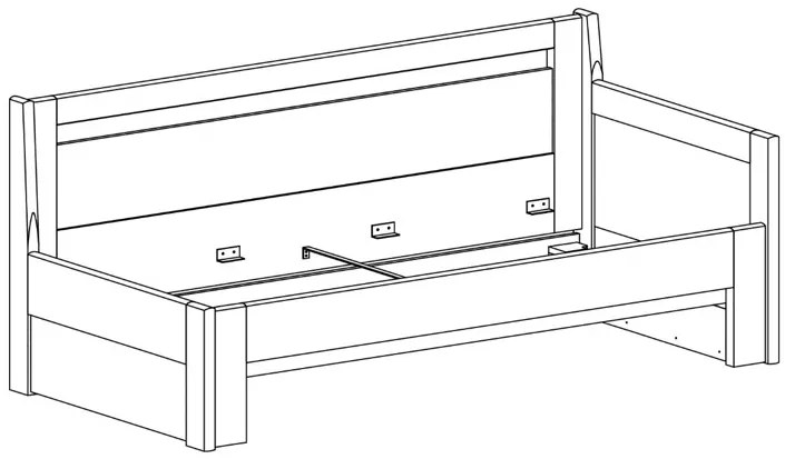 BMB Postel Tandem ORTHO s pravou područkou - masivní buk Moření: Bordó, Provedení: oblé, Rozměr: 90/180 x 200 cm