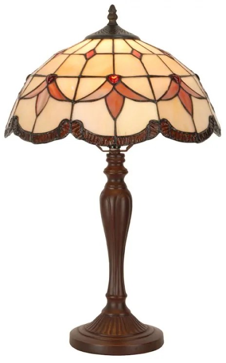 Stolní lampa Tiffany Leontina béžová – 35x53 cm