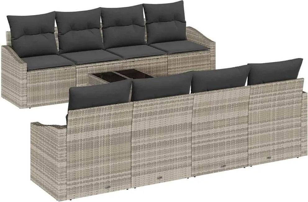 Set pohovek 7 ks Světlá šedá a tmavá šedá polyratan 3355321