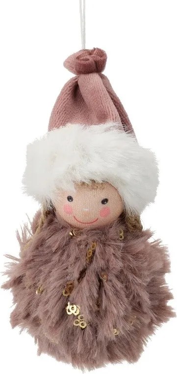 Závěsné děvčátko v tmavě růžové barvě 13 cm