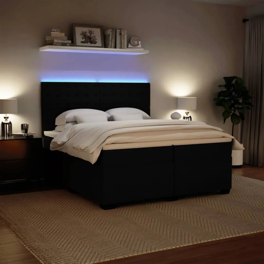 Box spring postel s matrací černá 200x200 cm samet 3293316