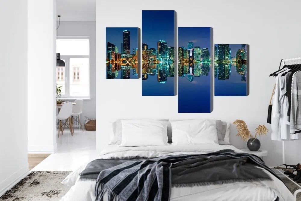 Vícedílný obraz Panorama Miami V Noci Nedostatek Nedostatek Plátno Canvas 160x100