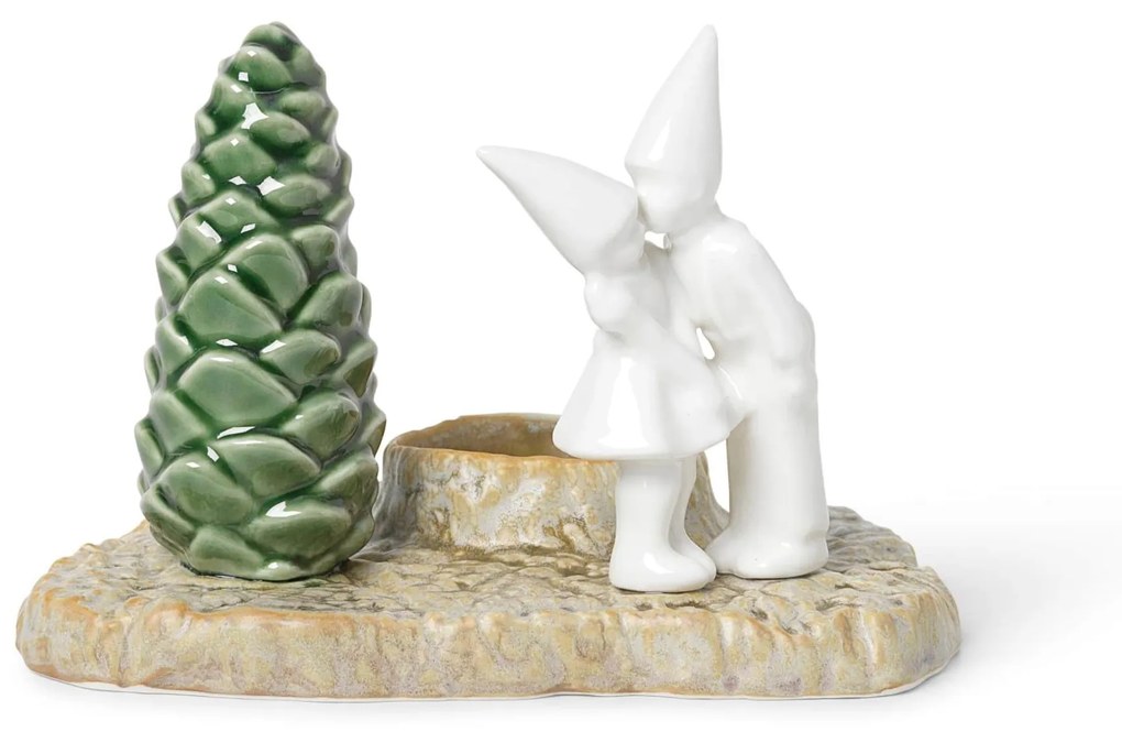 KÄHLER Vánoční dekorace se svícnem Christmas Tales Christmas Kiss, zelená barva, porcelán