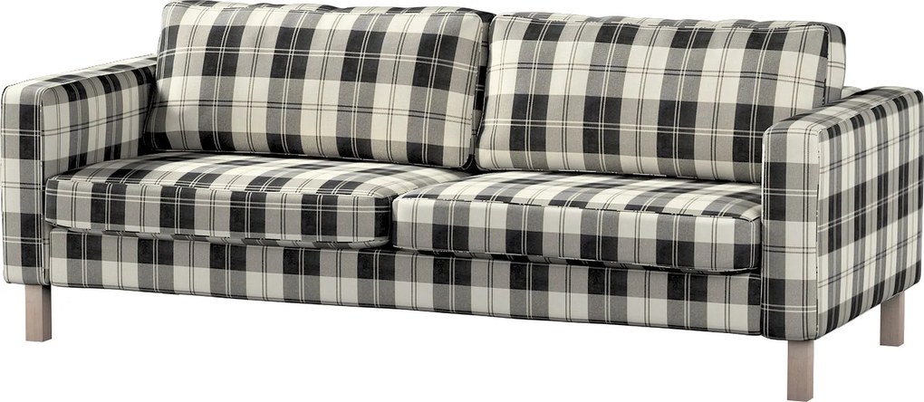 Potah na pohovku IKEA Karlstad 3-místná, nerozkládací, krátký barva černá látka pletený vzor, vzorované