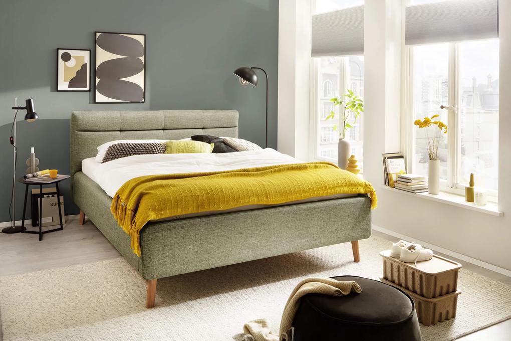 Dvoulůžková postel anika s úložným prostorem 140 x 200 cm zelená MUZZA