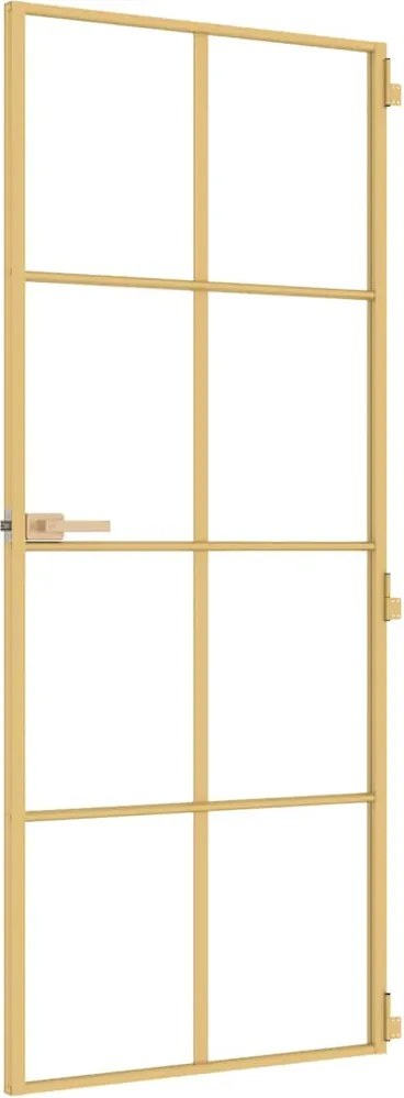 Interiérové dveře úzké zlaté 83x201,5 cm tvrzené sklo a hliník 155141