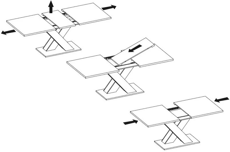 Rozkládací jídelní stůl Moteon 150x90 cm, šedý/šedý, podnož X