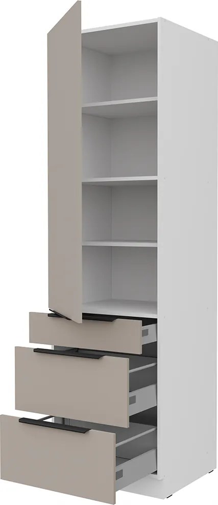 ARIA lb | vysoká skříňka 60 DKS-210 3S1F potravinová | UNI DVÍŘKA | 60 cm | PREMIUM BOX | bílá/béžová