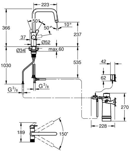GROHE 30594000 - Dřezová bat. BLUE PURE Start s filtrační funkcí Ultrasafe chrom
