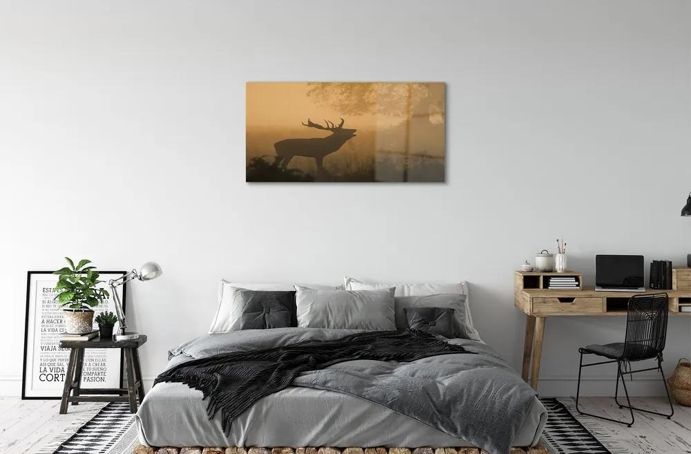 Obraz na skle jelen sunrise 120x60 cm
