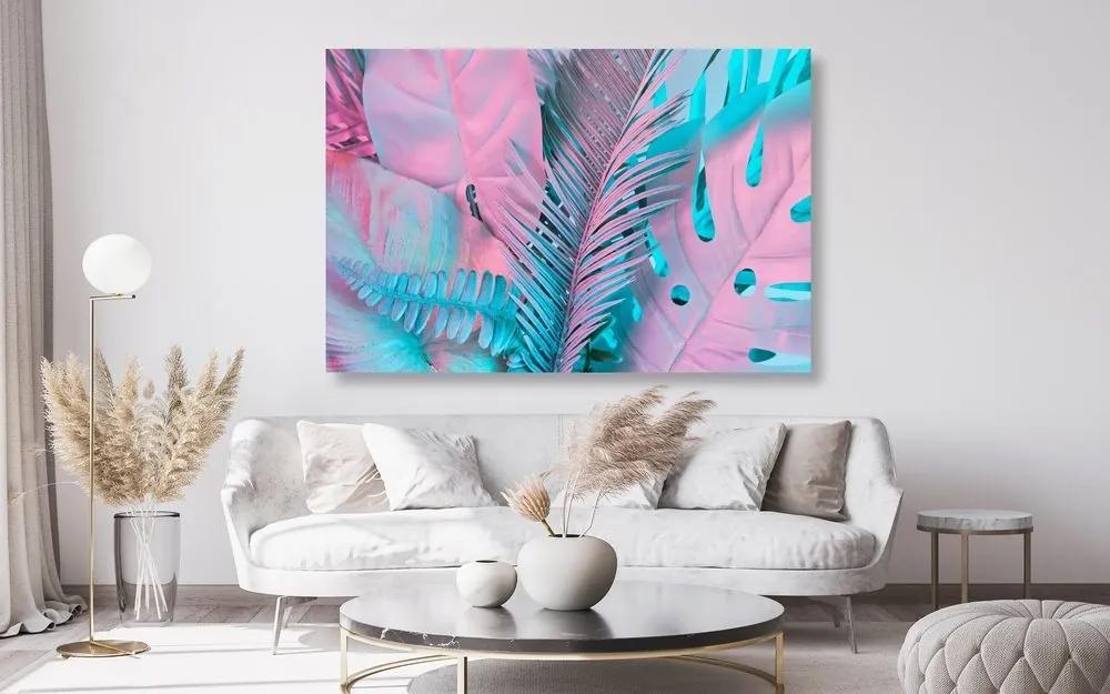 Obraz palmové listy v neobyčejných neonových barvách - 120x80 cm