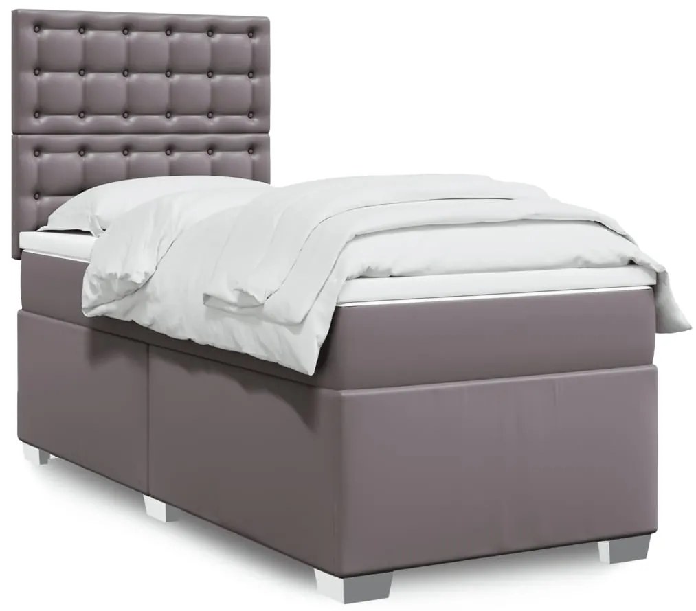 Box spring postel s matrací šedá 100x200 cm umělá kůže 3293010