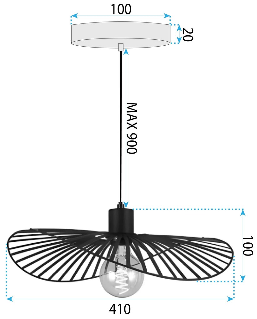 Toolight Toolight, závěsné svítidlo 41cm, 1xE27, APP1840-1CP, černá, OSW-07061