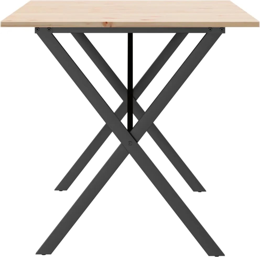 Jídelní stůl s X rámem 160 x 80 x 75 cm borové dřevo a ocel 3282699
