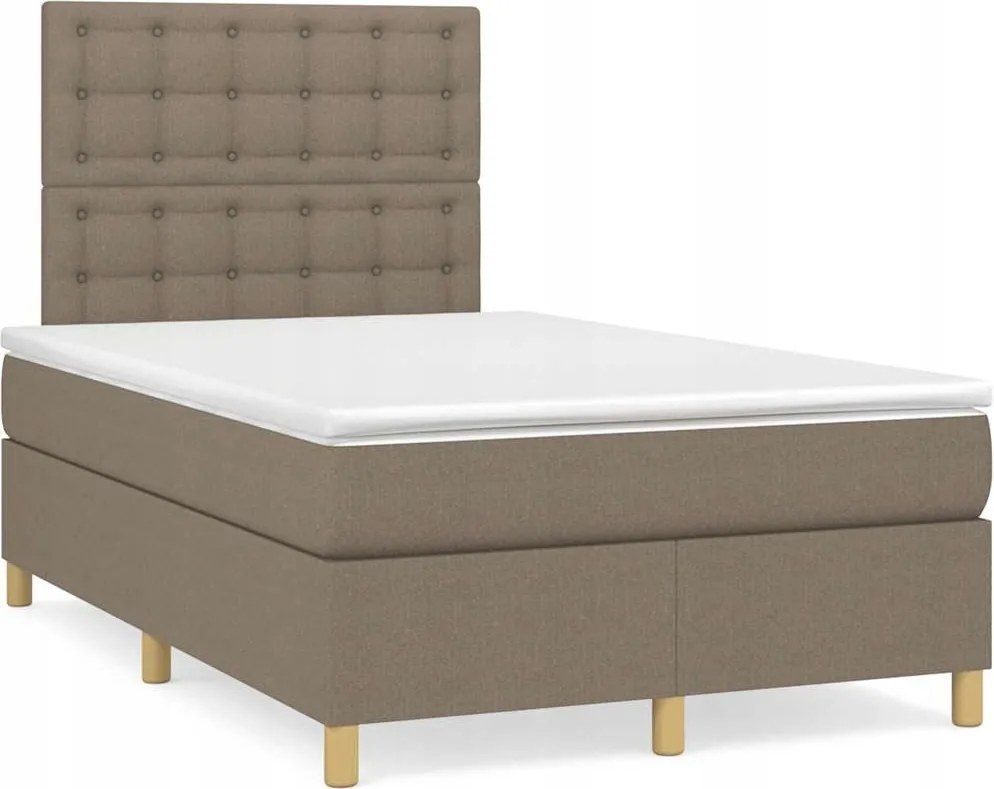Box Spring Postel S Matrací Textil Taupe tlačítka 120 x 190 cm