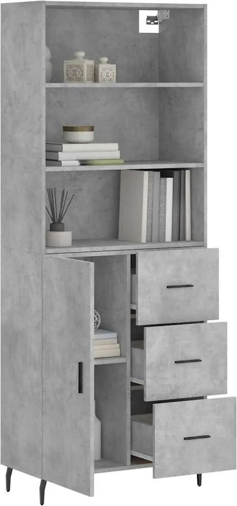 Skříň highboard betonově šedá 69,5x34x180 cm kompozitní dřevo 3189465