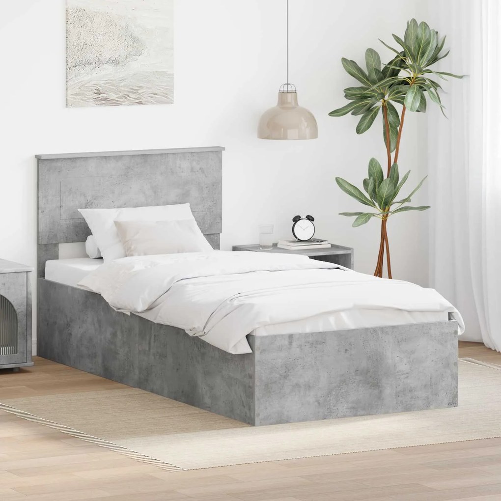 Rám postele s čelo Betonově šedá 100 x 200 cm Kompozitní dřevo 3408700