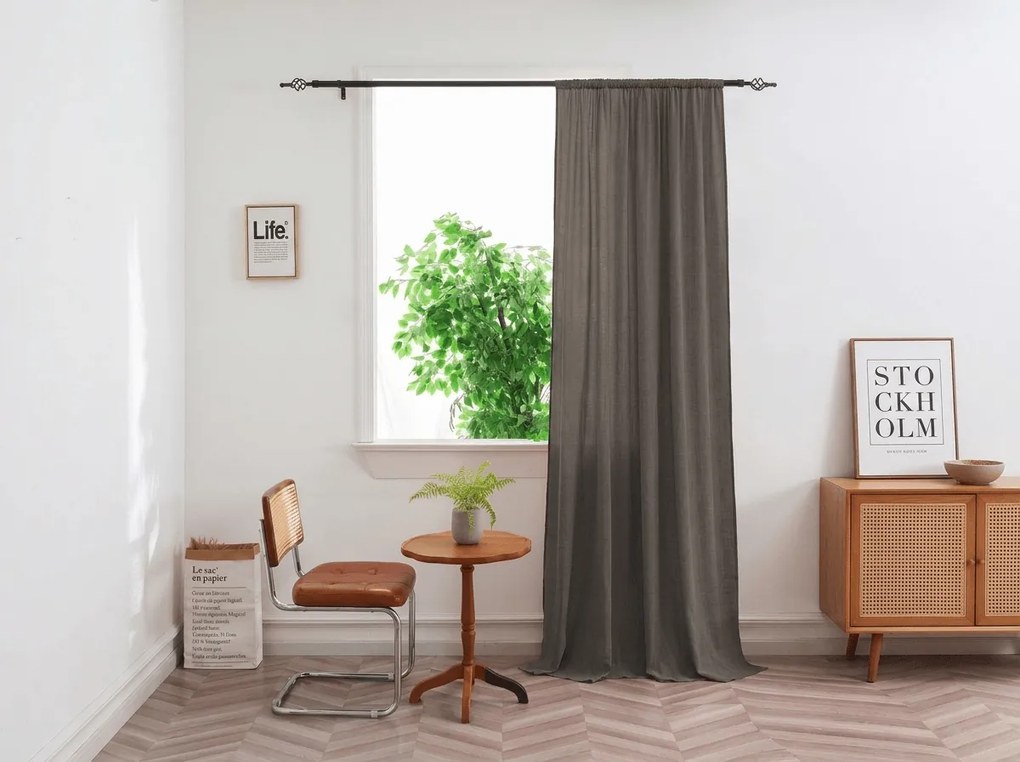 Závěs TAVIO 140x250 cm, šedohnědý Zavěšení: Řasící páska