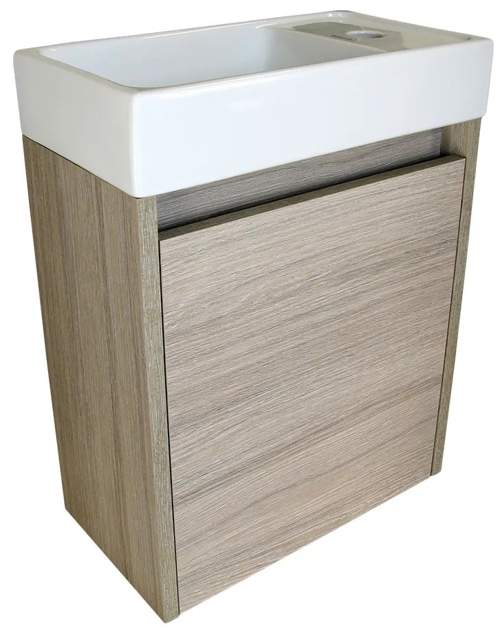Comodo Koupelnová skříňka závěsná s keramickým umyvadlem Marta 40 Oak P/L