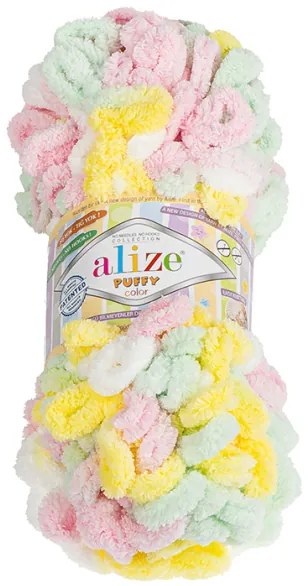 Bellatex Příze PUFFY color 100g / 9 m Bílá,Růžová,Žlutá