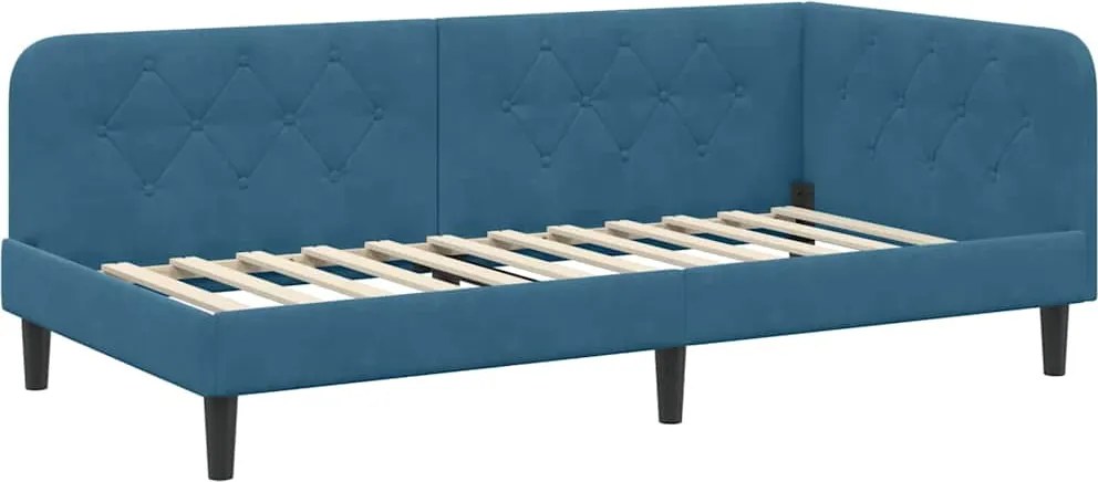 Rohový rám postele Modrá 90 x 200 cm samet 3394153