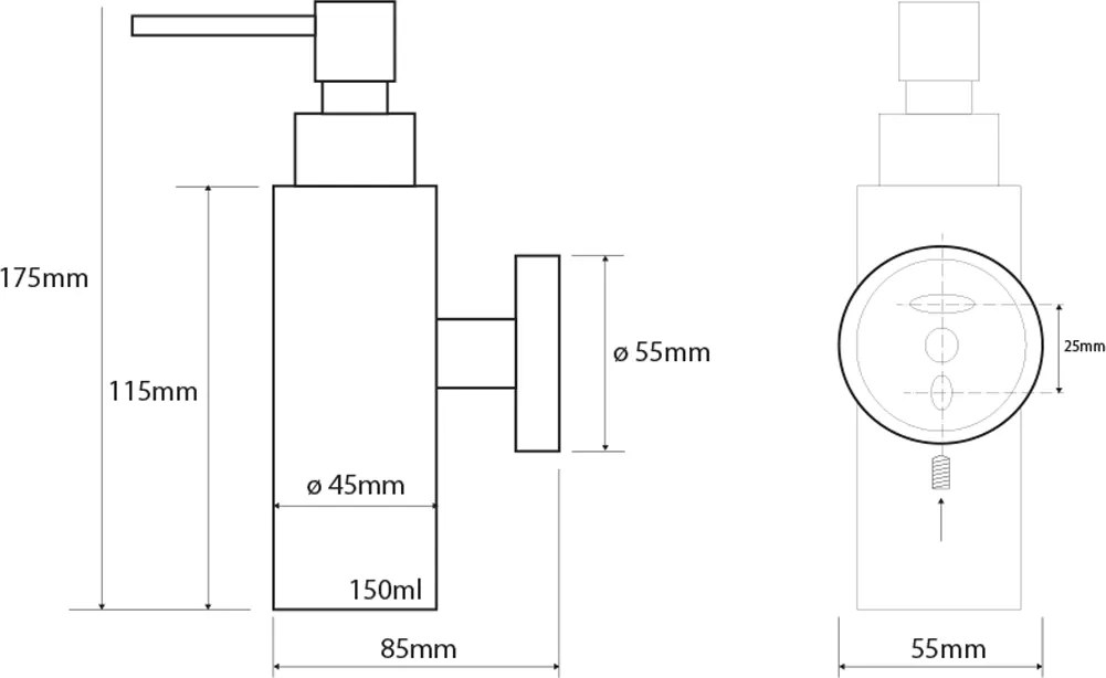 Sapho Sapho, X-STEEL dávkovač tekutého mýdla 150ml, broušená nerez, XS100