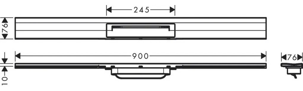 Hansgrohe RainDrain Flex - Vrchní sada sprchového žlabu 900, zkracovatelný, pro instalaci ke zdi, černá matná 56052670