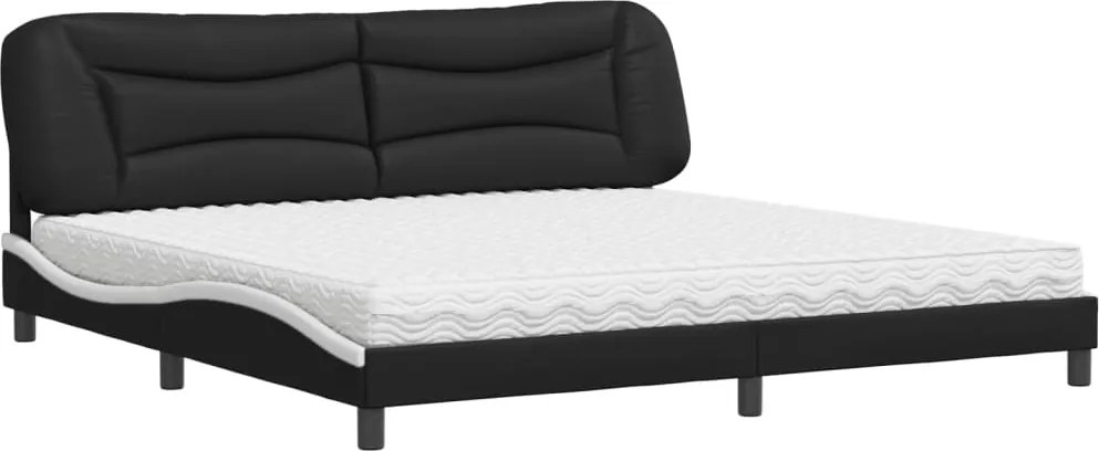 Postel s matrací Hvar černá a bílá 200 x 200 cm umělá kůže 3208750