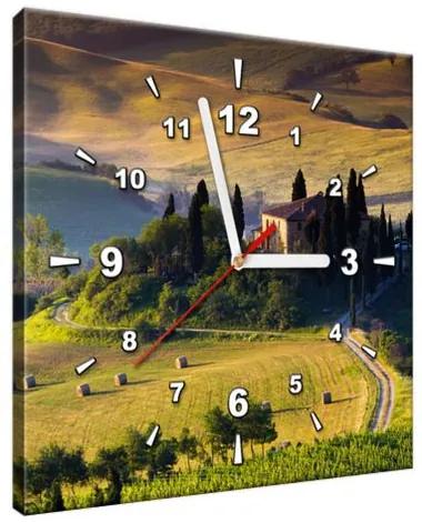 Tištěný obraz s hodinami Farma v Toskánsku 30x30cm ZP1283A_1AI