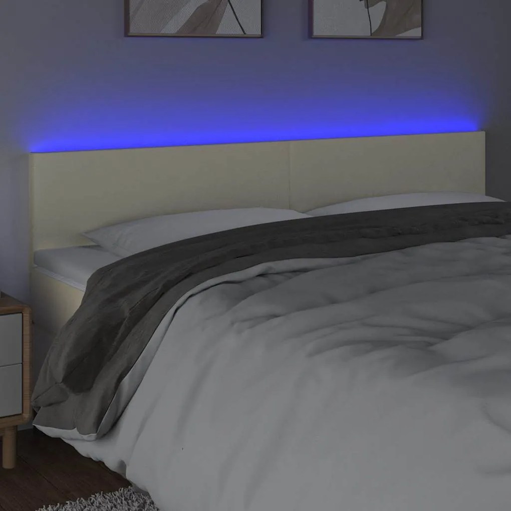 Čelo postele s LED krémové 200x5x78/88 cm umělá kůže 3121442