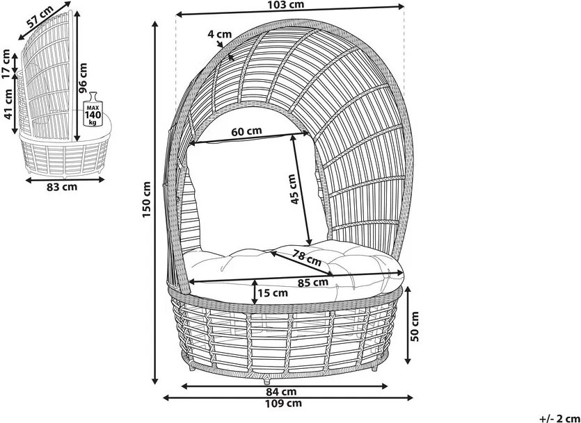 Proutěné křeslo z ratanu přírodní  LIDO
