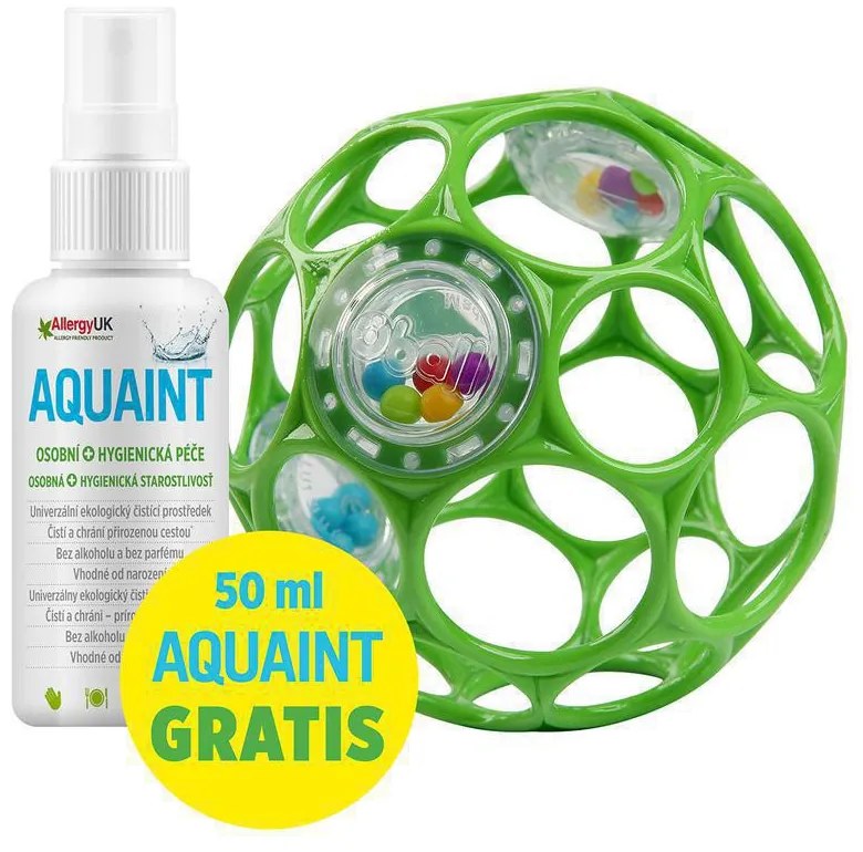 Bright Starts Míček OBALL RATTLE s chrastítkem 10 cm + Aquaint 50 ml zdarma Oranžová