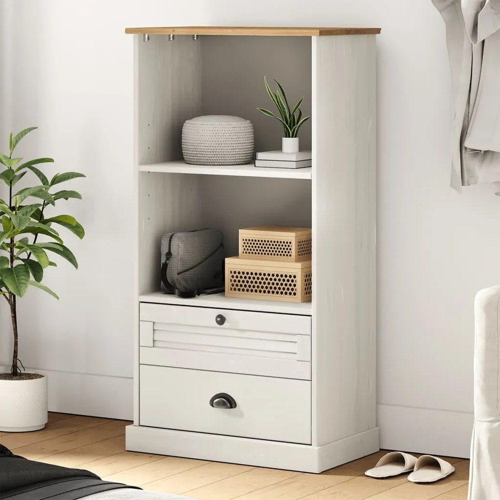 Knihovna Vigo 60 X 35 X 114,5 Cm Masivní Borové Dřevo - Šedá
