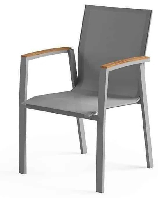 Zahradní hliníková židle LEON teak šedá