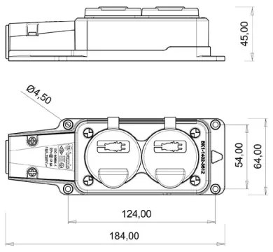 Dvojzásuvka gumová IP54 16A GZF 102