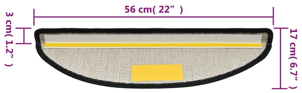 vidaXL Marketos Schodové rohože 15 ks 56x17x3 cm antracitové půlkulaté