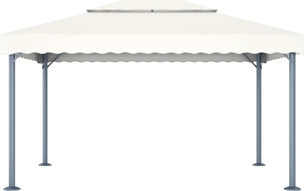 Altán se světelnými LED řetězy 400 x 300 cm krémový hliník 3070351