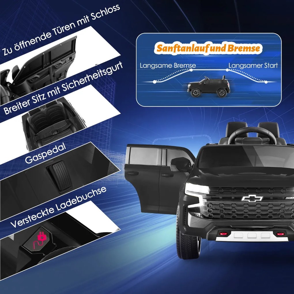 Costway Dětské elektrické auto Chevrolet s 2,4 G dálkovým ovládáním a – černý