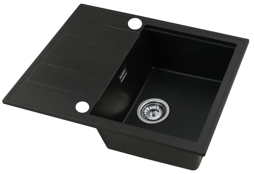 Gamma Modern 6550, 1-komorový granitový dřez 650x500x210 mm s krátkým odkapávačem, černá se zlatými body, GMA-ZLE000093