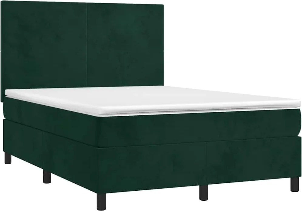 Box spring postel s matrací tmavě zelená 140x190 cm samet 3142902