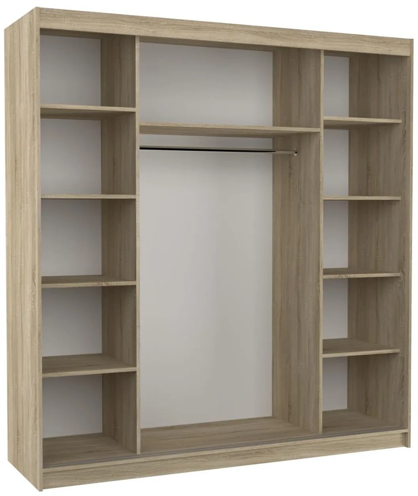 Šatní skříň s posuvnými dveřmi Bergen - 200 cm Barva: Bílá/Dub